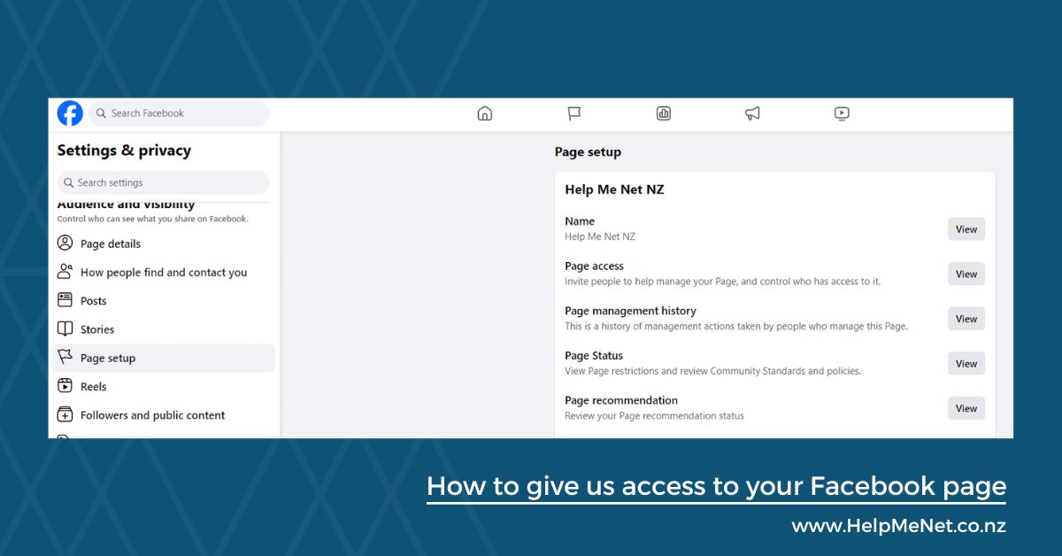 How to give us access to your Facebook page - Help Me Net NZ
